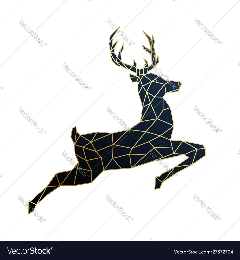 Geometric jumping deer polygonal golden deer Vector Image