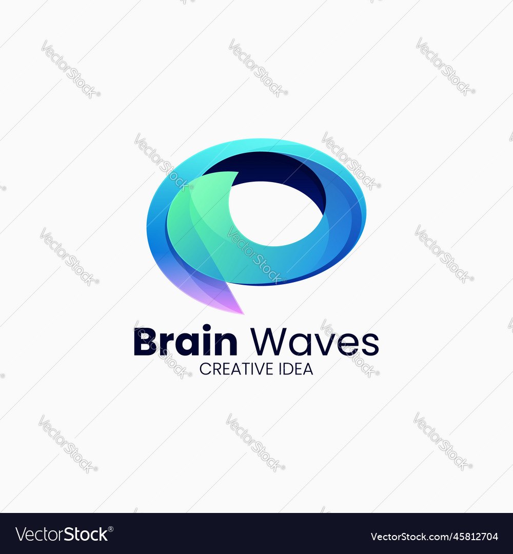 Logo brain wave gradient colorful style Royalty Free Vector