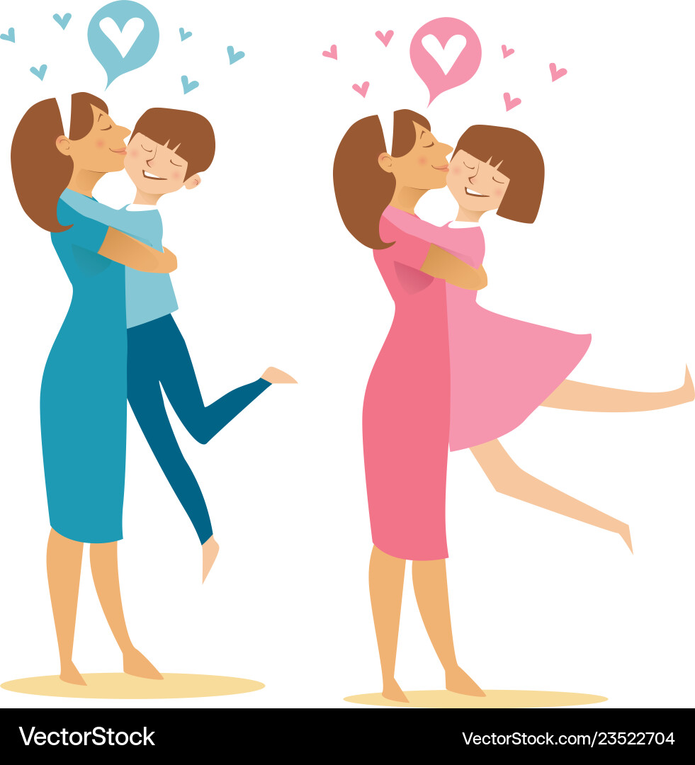Mom hugs her child flat Royalty Free Vector Image