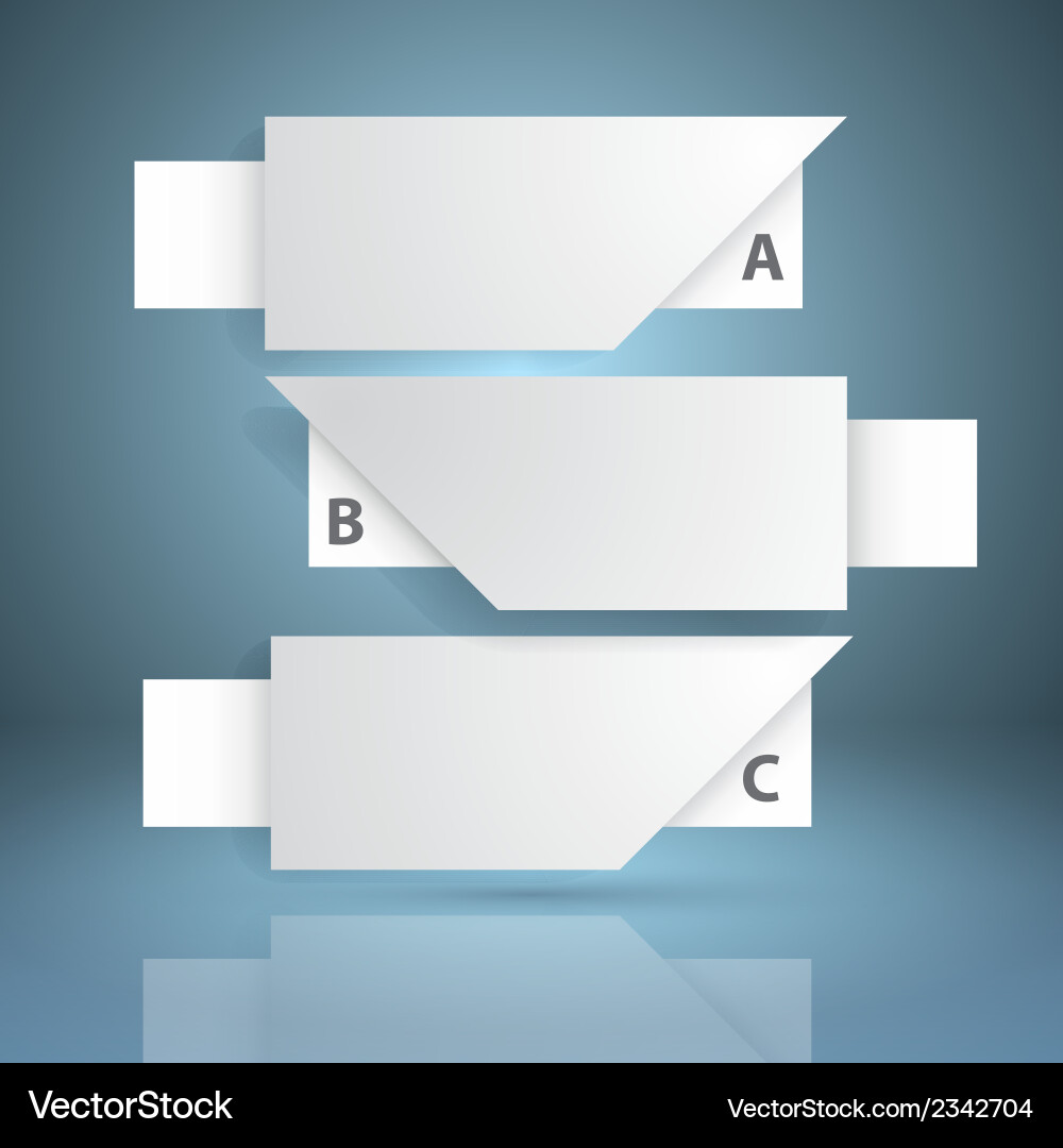 Three white paper notes Royalty Free Vector Image