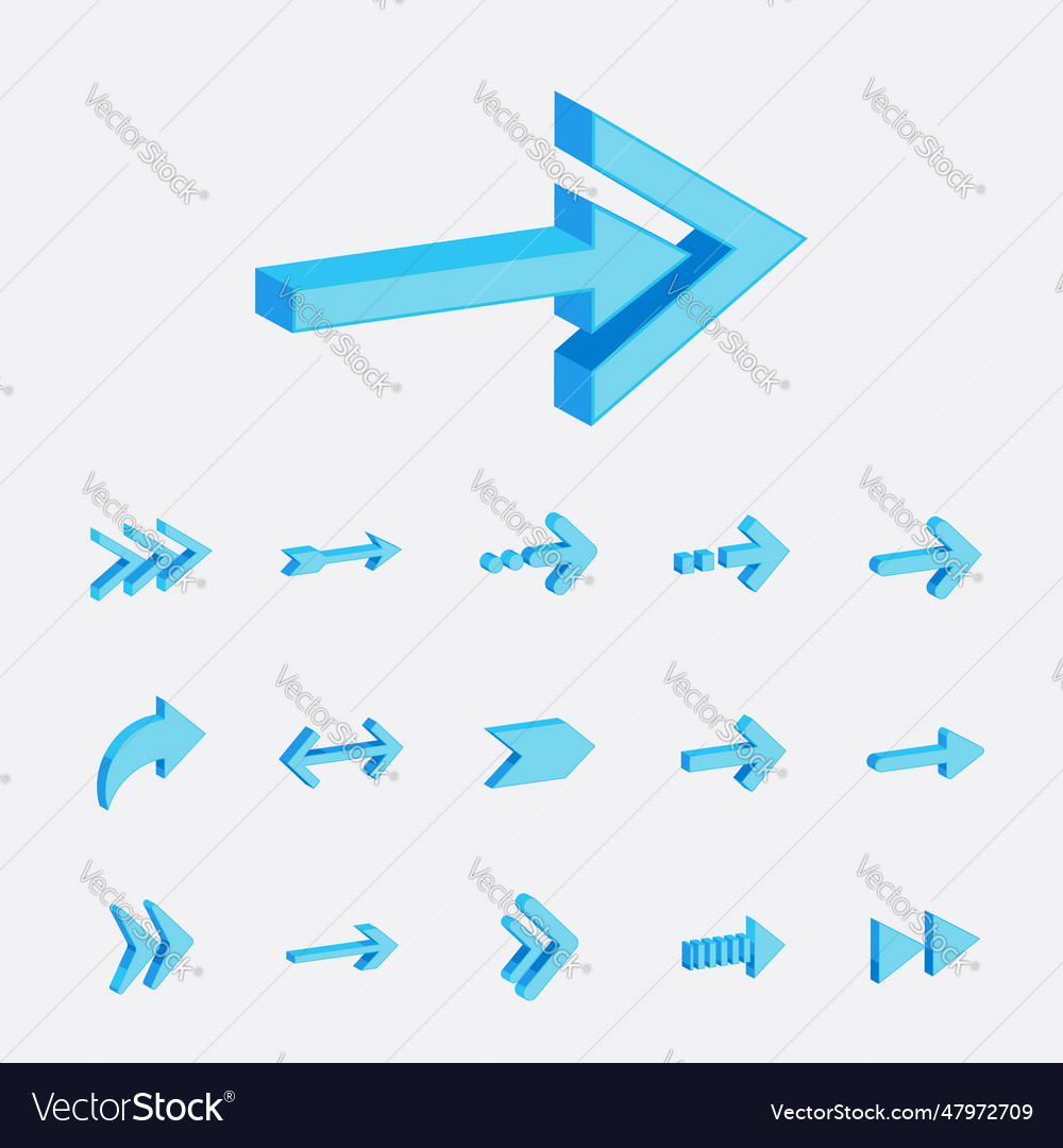 3d arrow collection Royalty Free Vector Image - VectorStock