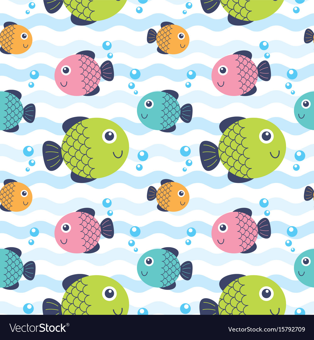 Seamless pattern fish Royalty Free Vector Image