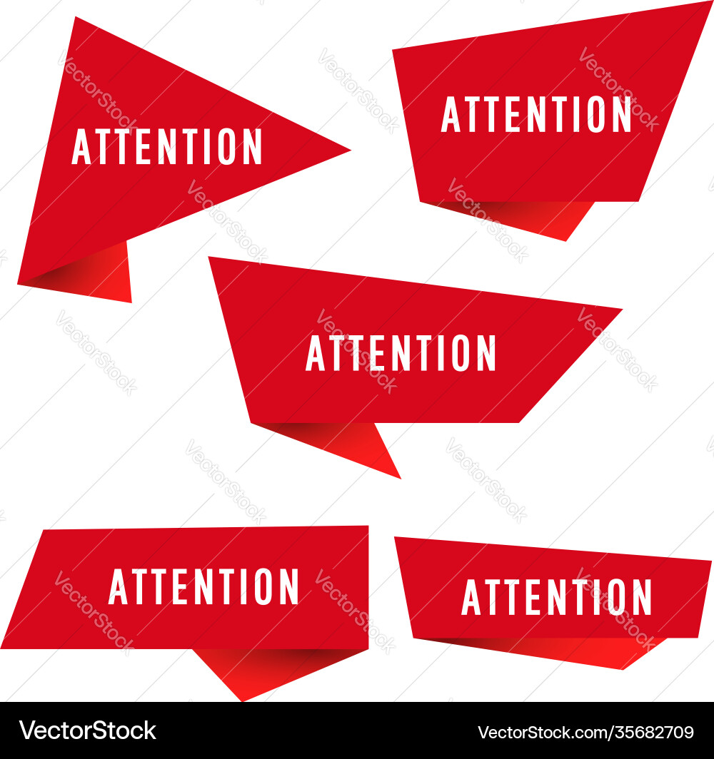 Set red color origami stickers template Royalty Free Vector