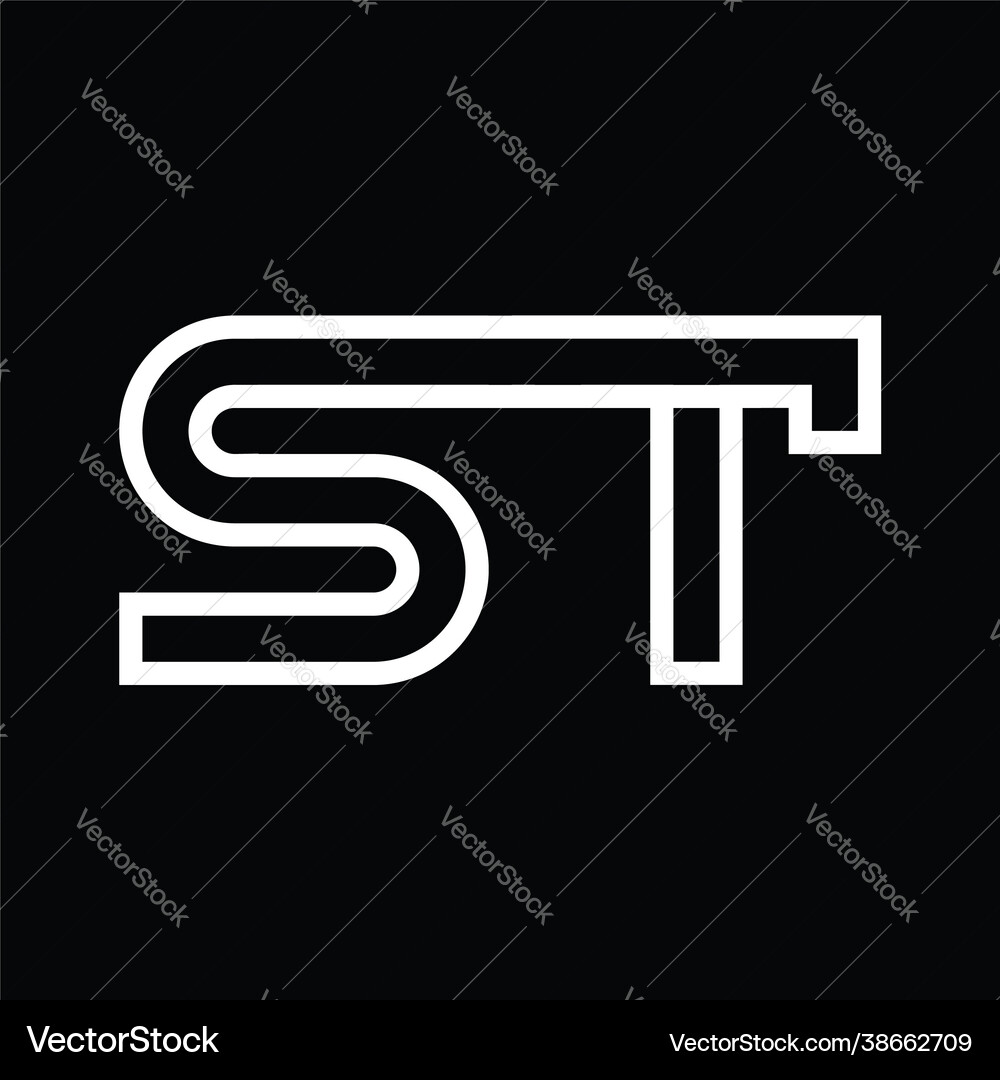 St logo monogram with line style negative space Vector Image