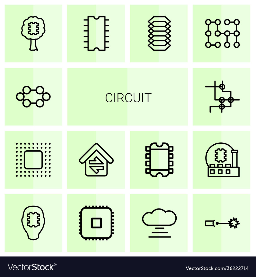 14 circuit icons Royalty Free Vector Image - VectorStock