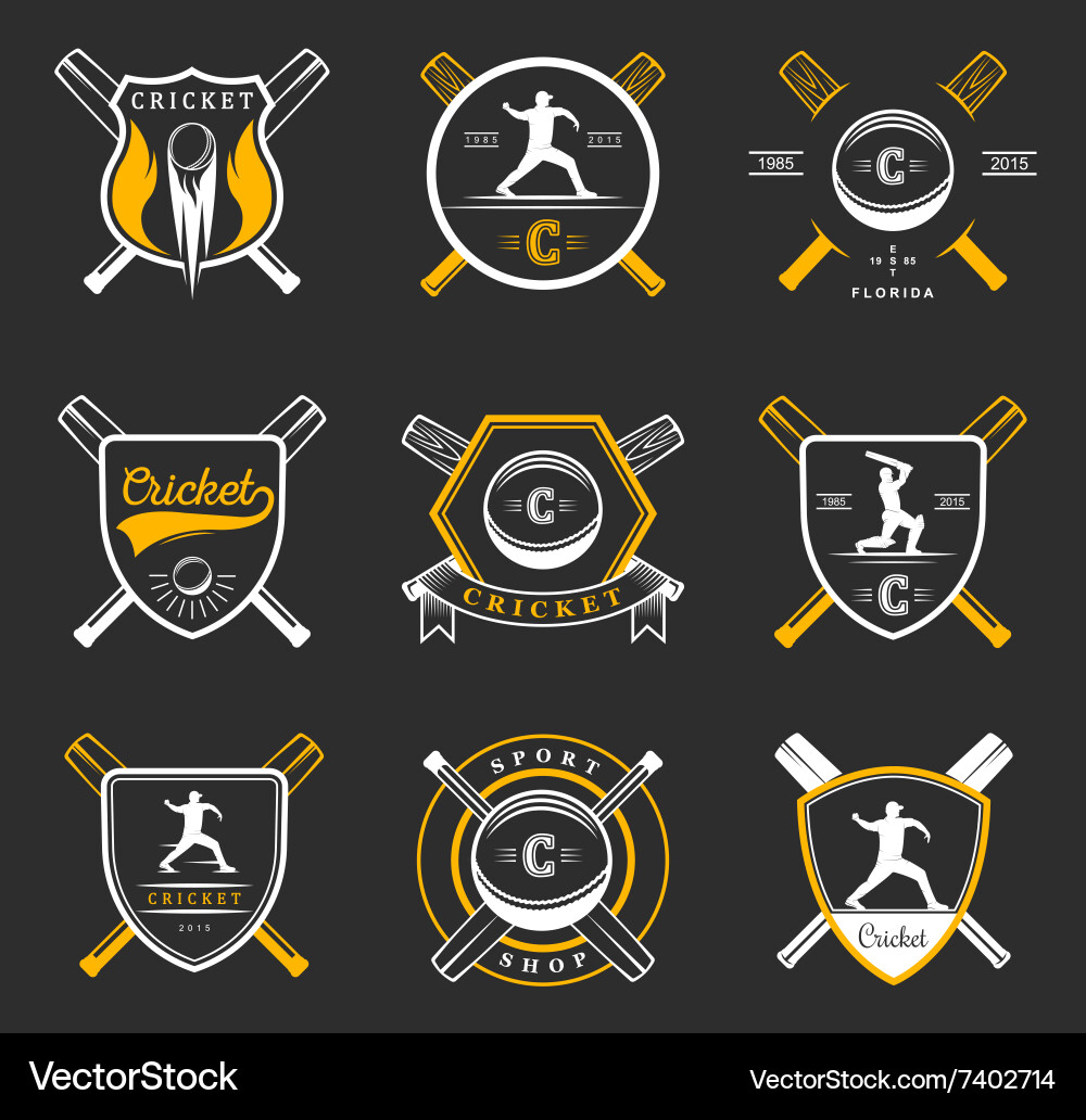 Set of Badges Cricket Royalty Free Vector Image