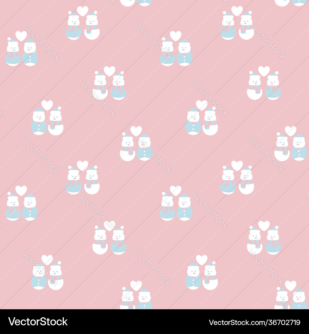 Pink christmas snowman seamless pattern design Vector Image