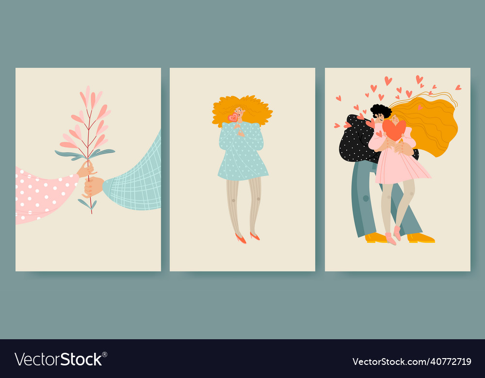 Set Of Valentines Day Cards Royalty Free Vector Image