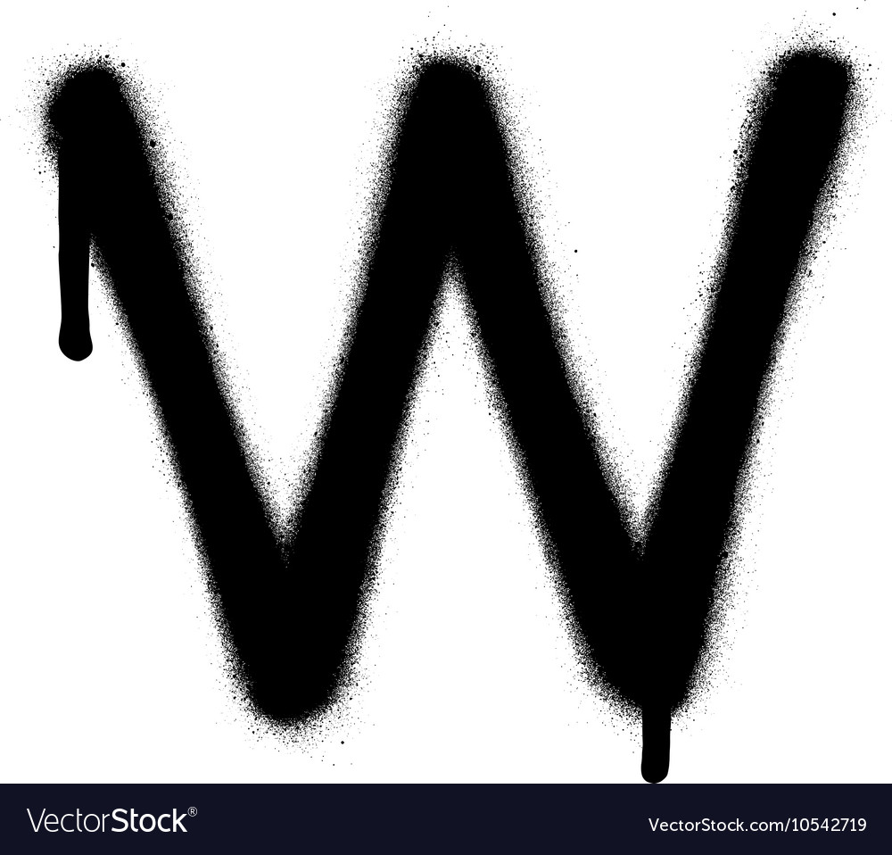 Sprayed W Font Graffiti With Leak In Black Vector Image 