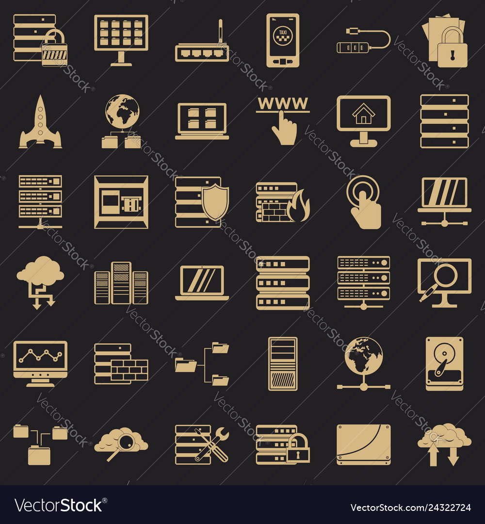 File database icons set simple style Royalty Free Vector