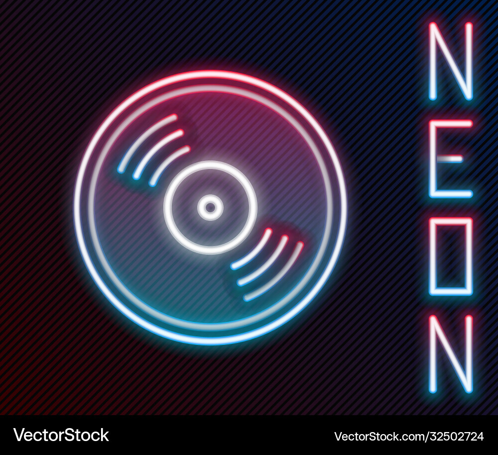 Glowing neon line vinyl disk icon isolated Vector Image