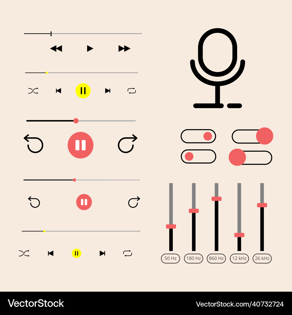 Music player button interface set Royalty Free Vector Image