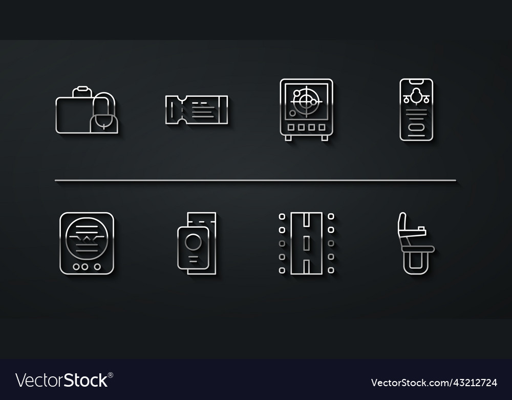 Set line suitcase attitude indicator mobile Vector Image Set line suitcase attitude indicator mobile Vector Image