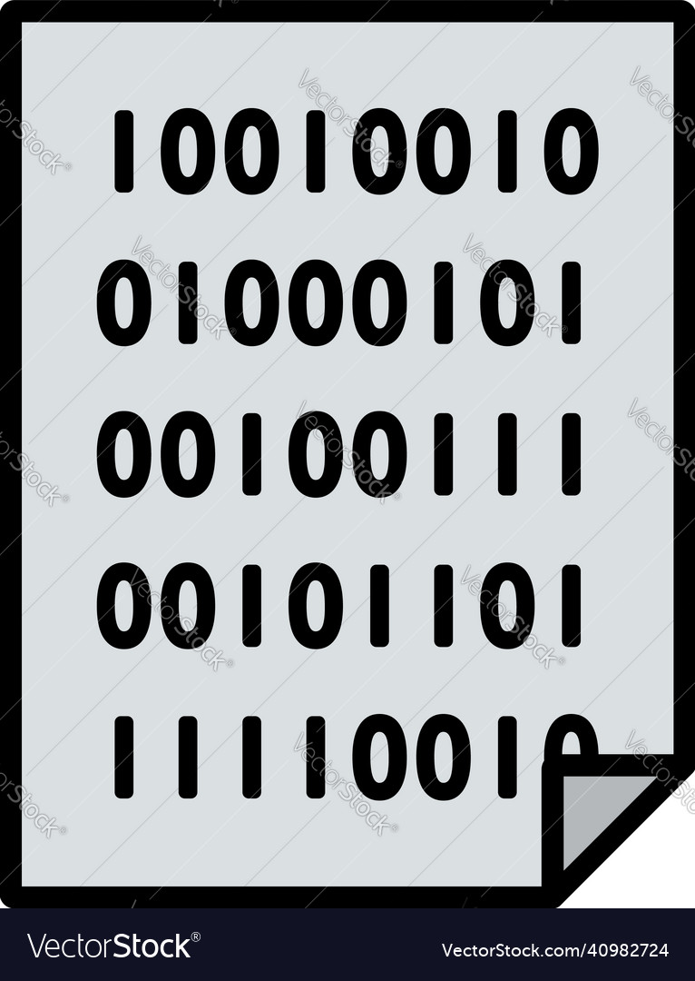Sheet with binary code icon Royalty Free Vector Image