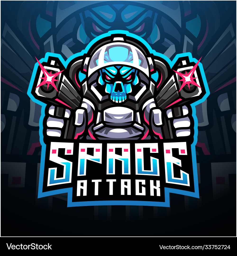 Skull space attack esport mascot logo Royalty Free Vector