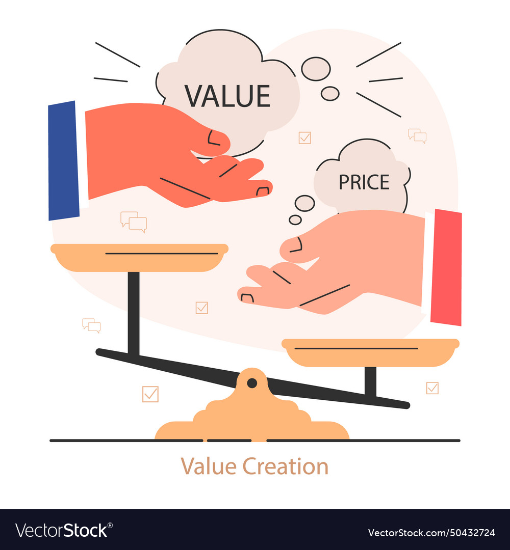 Value creation ascending progress amplifying Vector Image