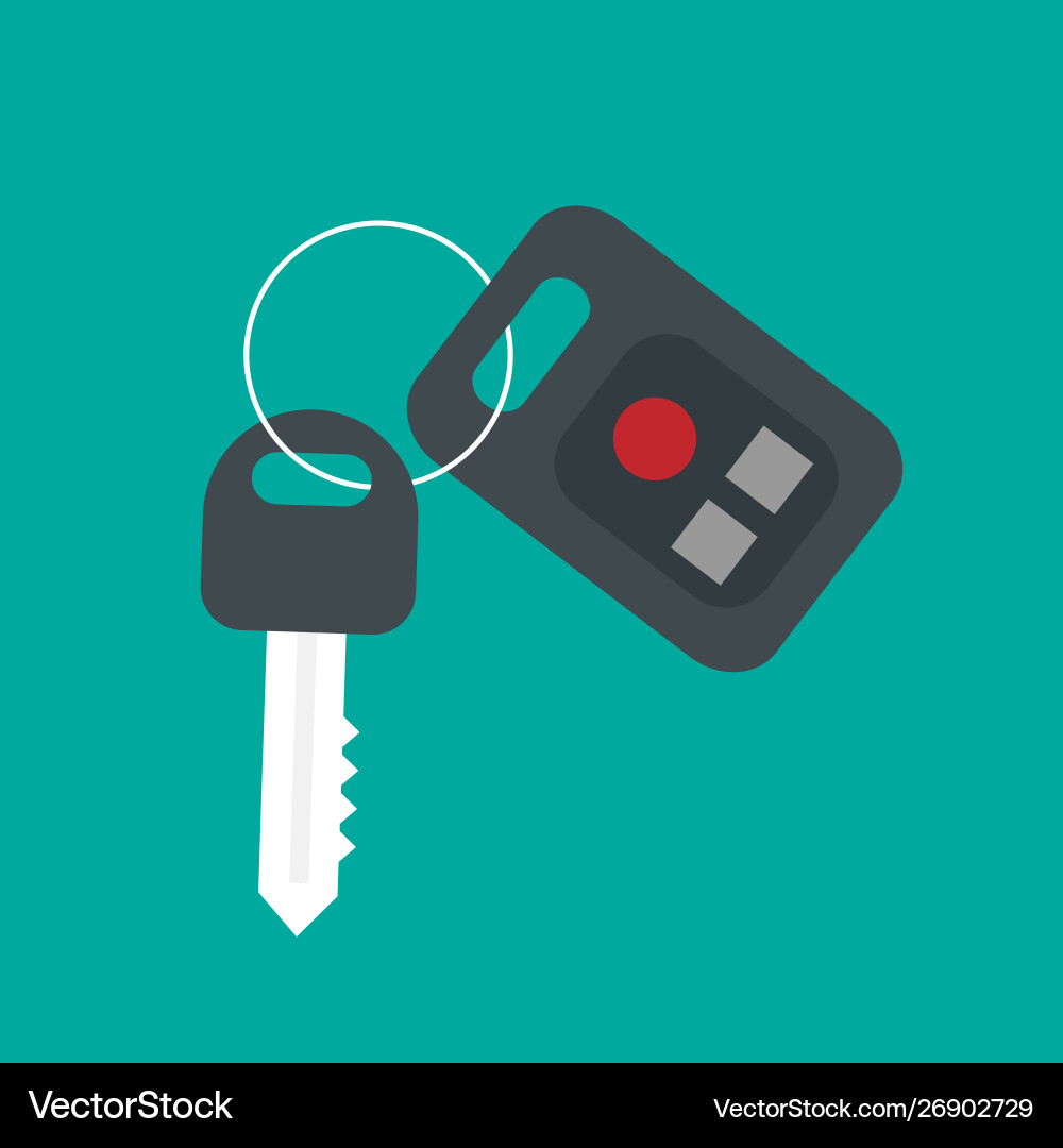 Car key security icon flat Royalty Free Vector Image