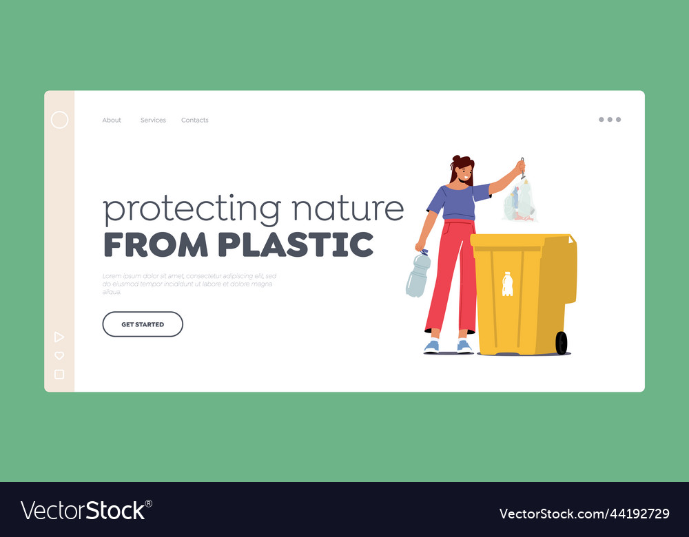 Plastic reuse recycling solution landing page Vector Image Plastic reuse recycling solution landing page Vector Image