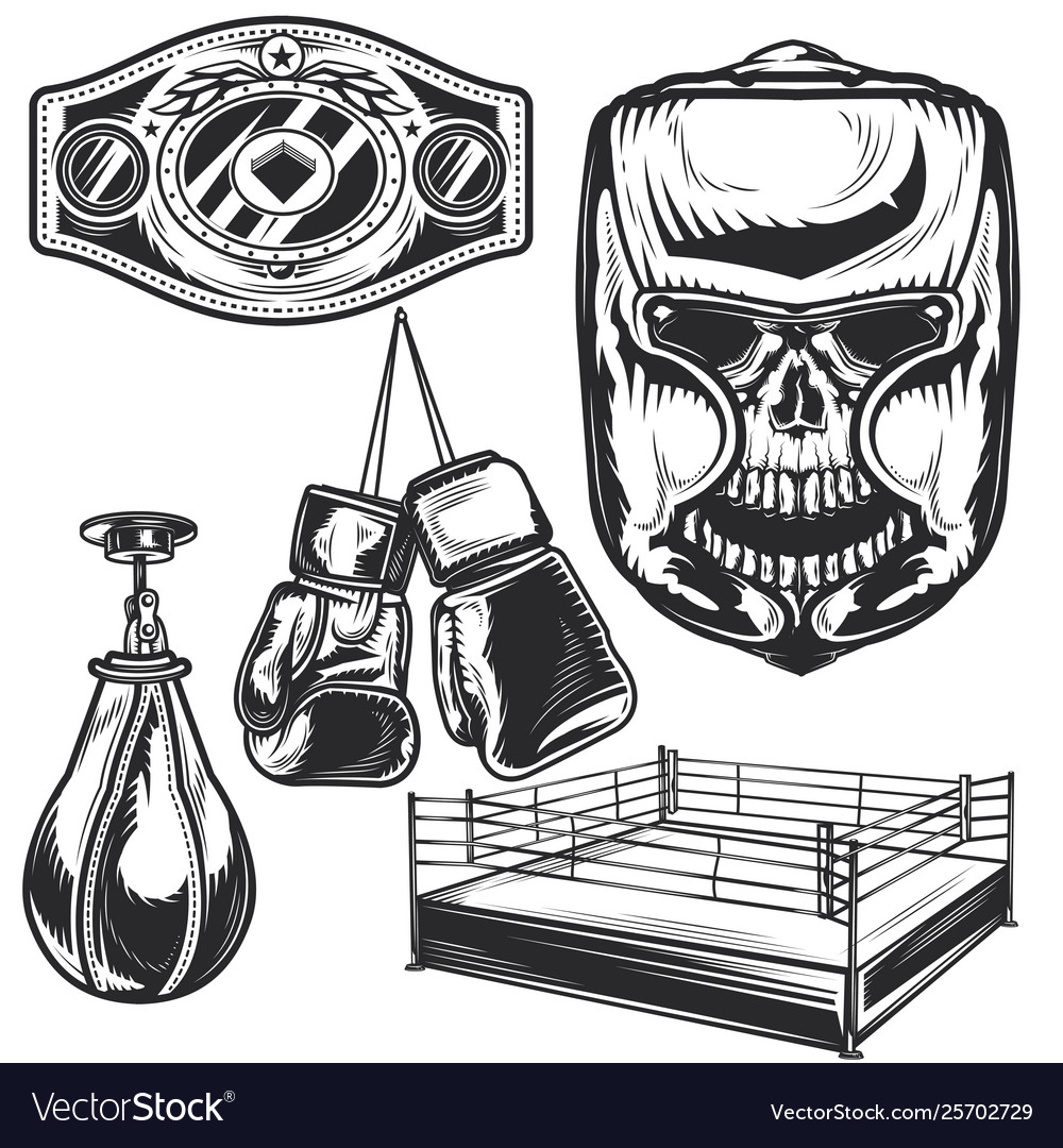 Set boxing elements Royalty Free Vector Image - VectorStock