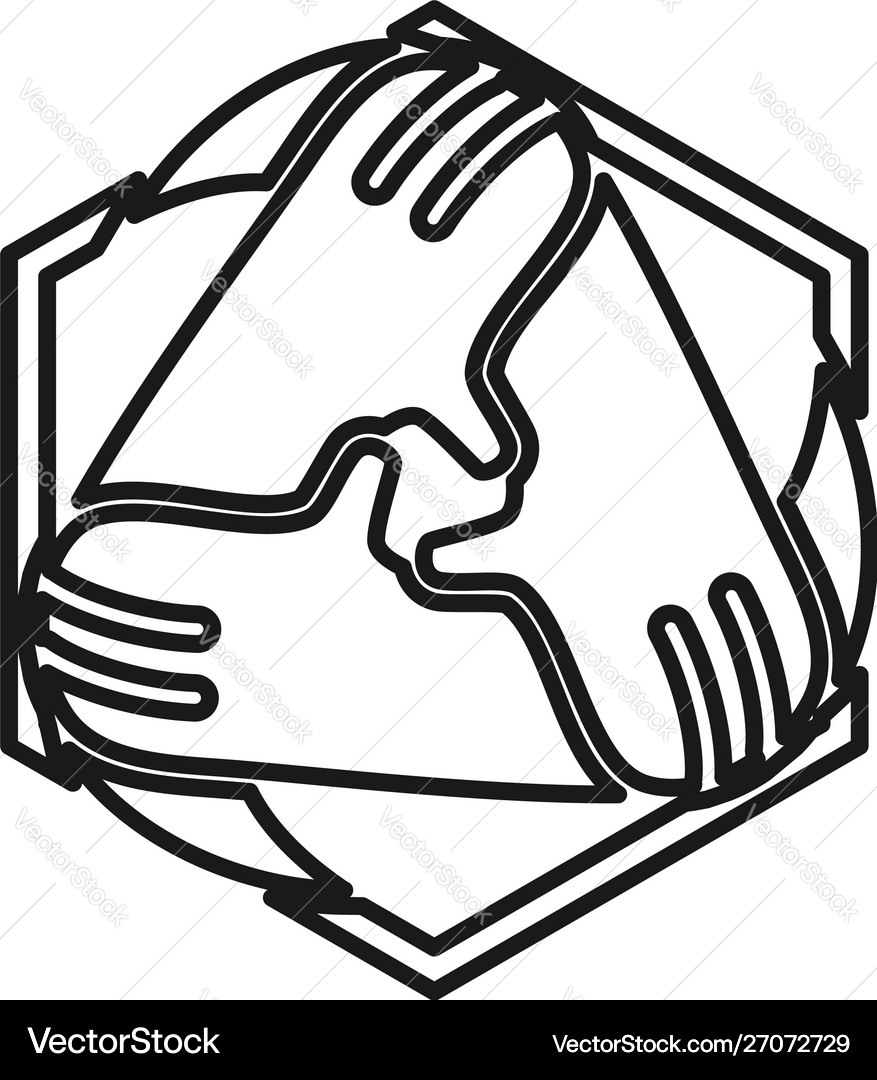 Triangle hand commitment teamwork together Vector Image