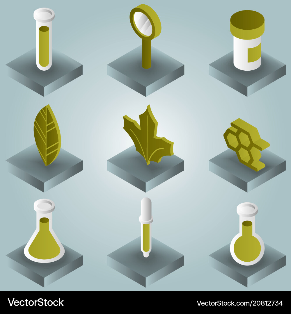 Biology color gradient isometric icons Royalty Free Vector