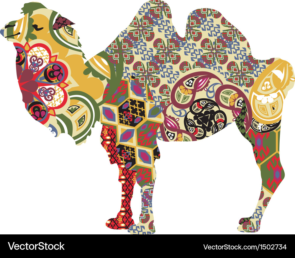 Camel in ethnic patterns Royalty Free Vector Image