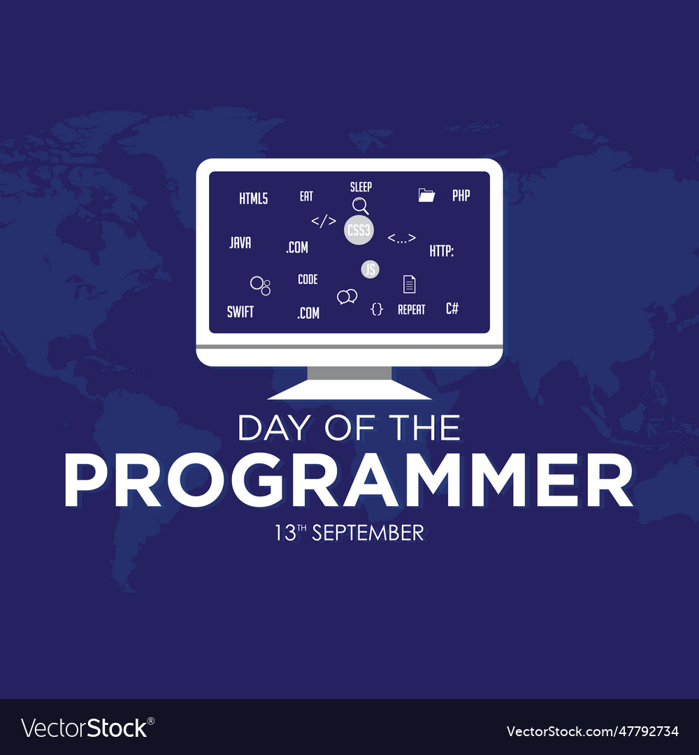 Day of the programmer template with monitor icon Vector Image