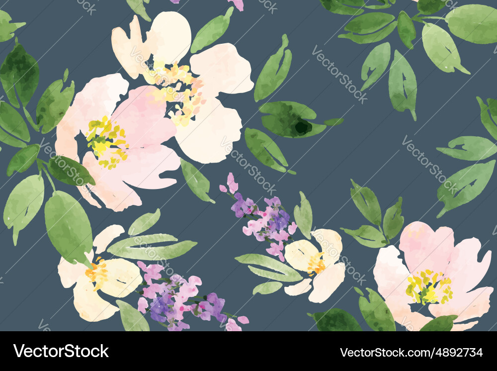 Watercolor flower pattern Royalty Free Vector Image