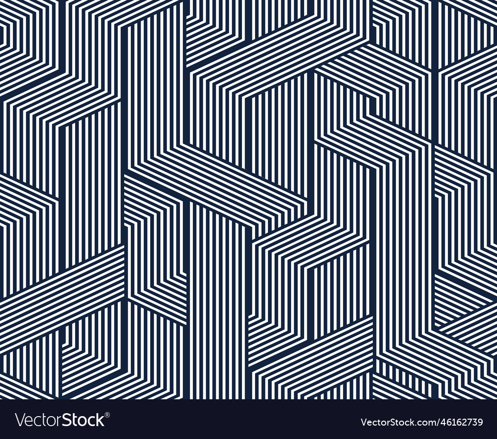 3d Dimensional Lined Cubes Seamless Pattern Vector Image