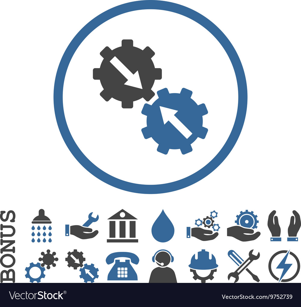 Gear integration flat rounded icon Royalty Free Vector Image Gear integration flat rounded icon Royalty Free Vector Image
