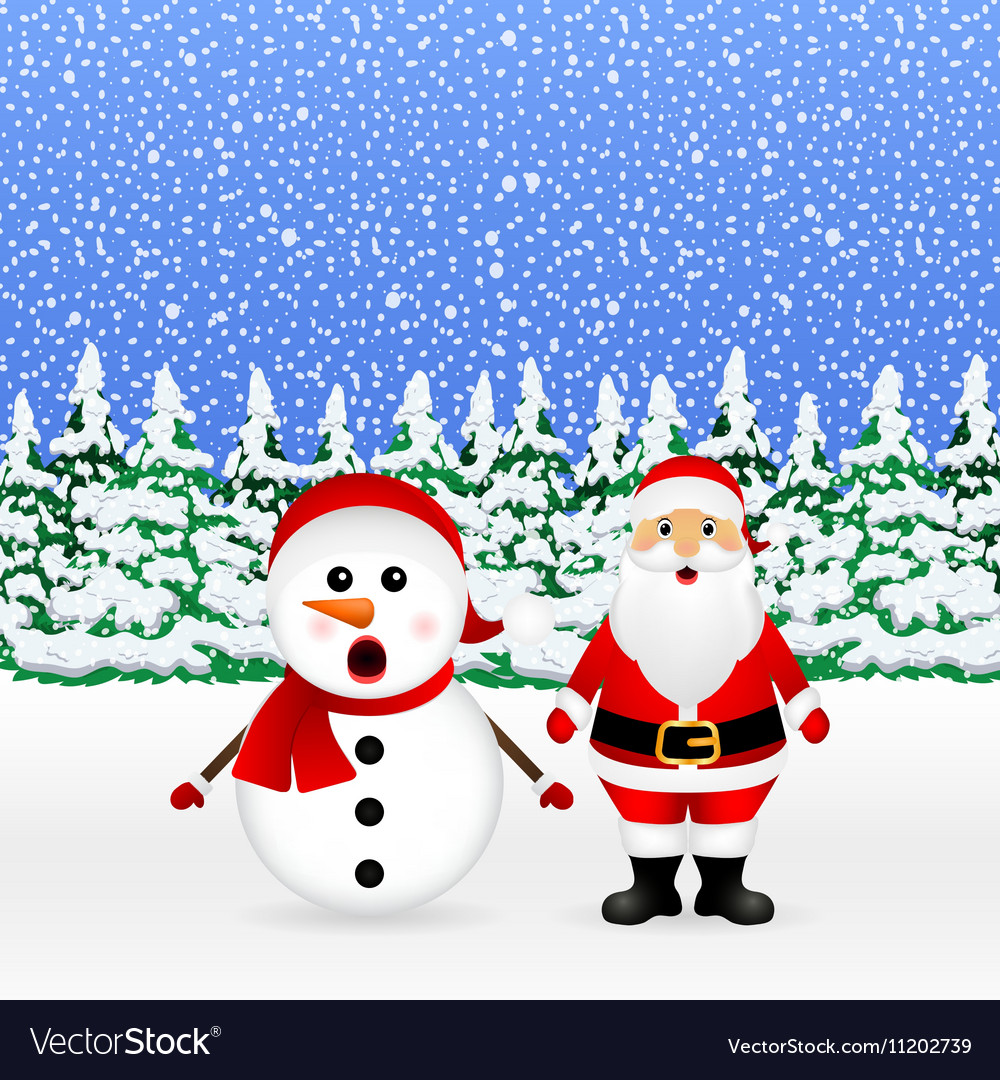 Santa claus and christmas snowman Royalty Free Vector Image