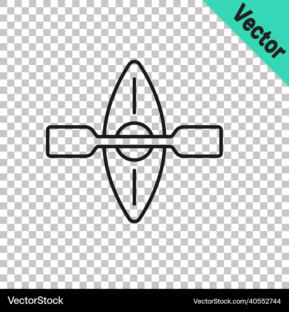 Black line kayak and paddle icon isolated Vector Image