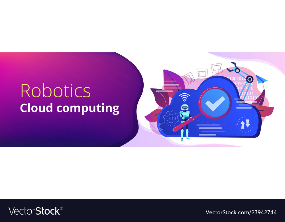 Cloud robotics header banner Royalty Free Vector Image