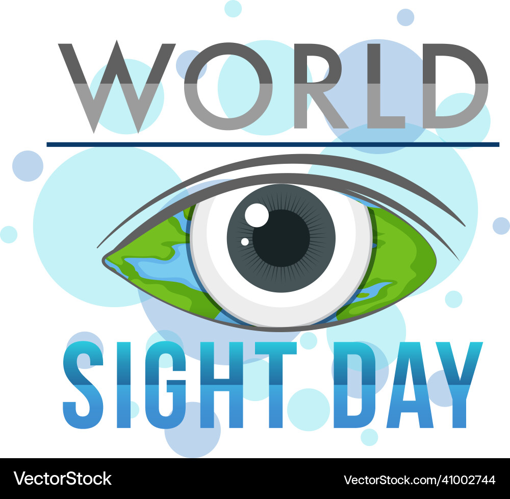World sight day banner with an eye on map Vector Image