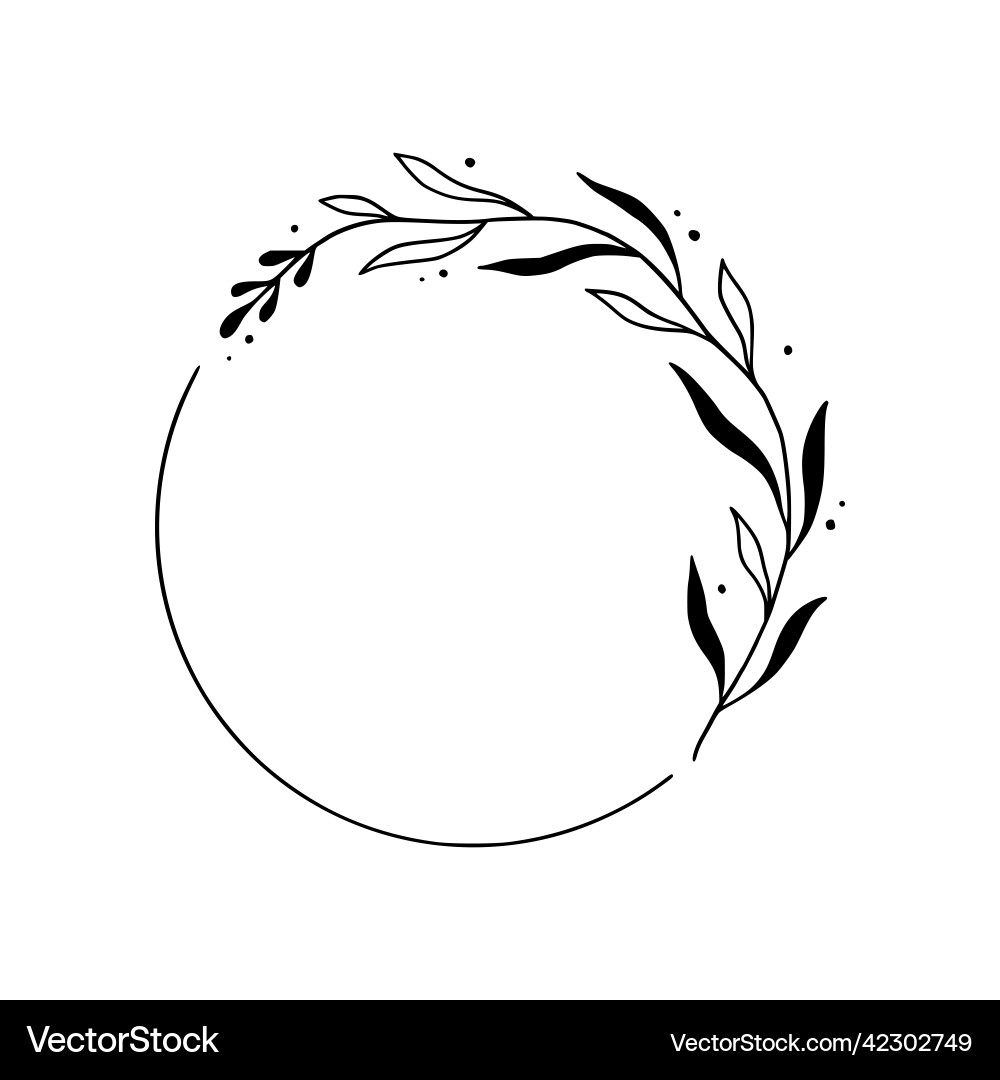 Floral circle frame elegant wreath round border Vector Image