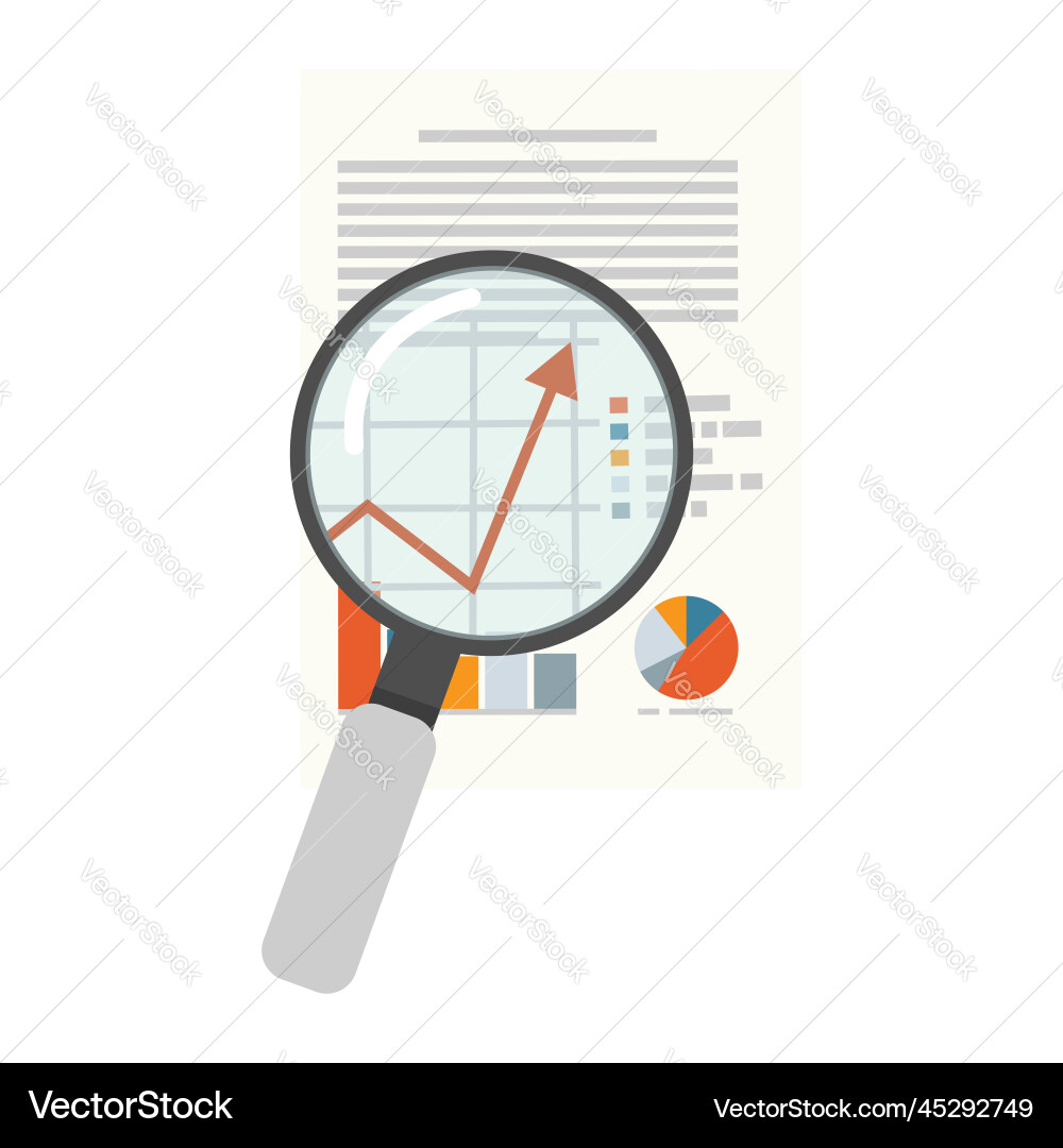 Magnifying glass data analysis sign Royalty Free Vector