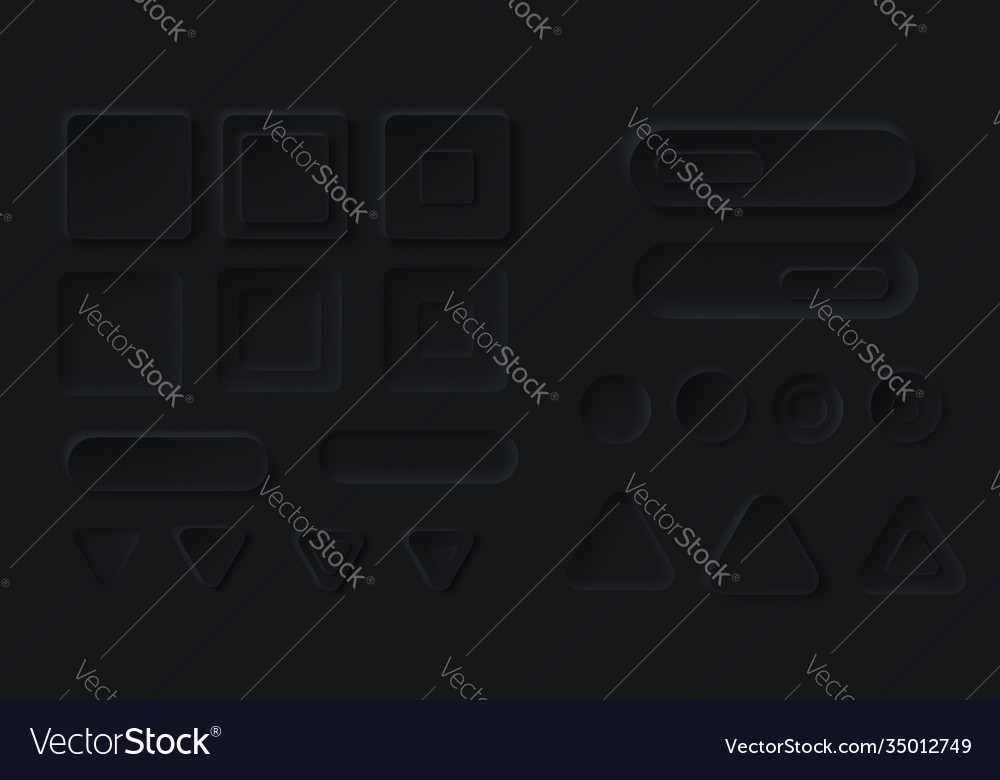 Neumorphic black buttons for dark ui application Vector Image