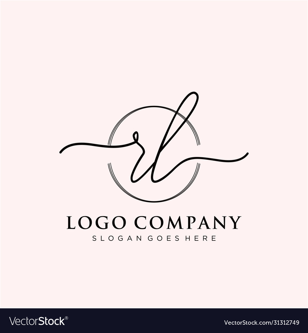 Rl initial handwriting logo design Royalty Free Vector Image