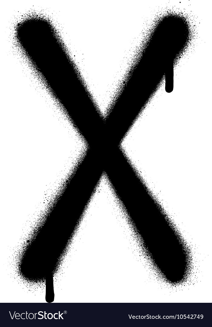 Sprayed X Font Graffiti With Leak In Black Vector Image