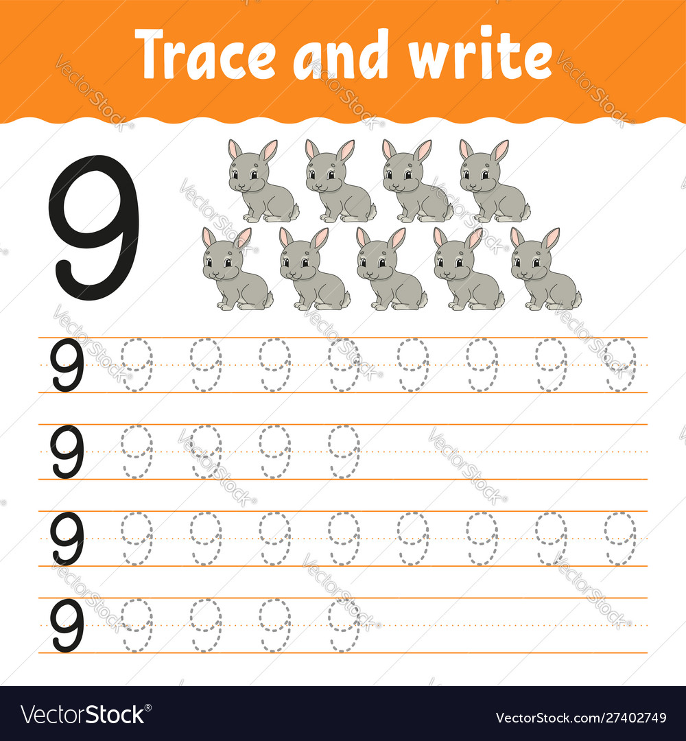 Trace and write handwriting practice learning Vector Image