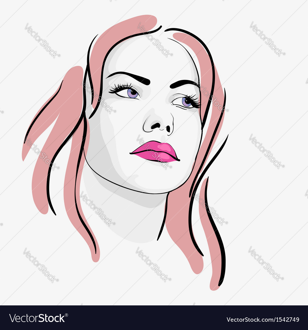 Young Beautiful Woman Portrait Sketch Royalty Free Vector