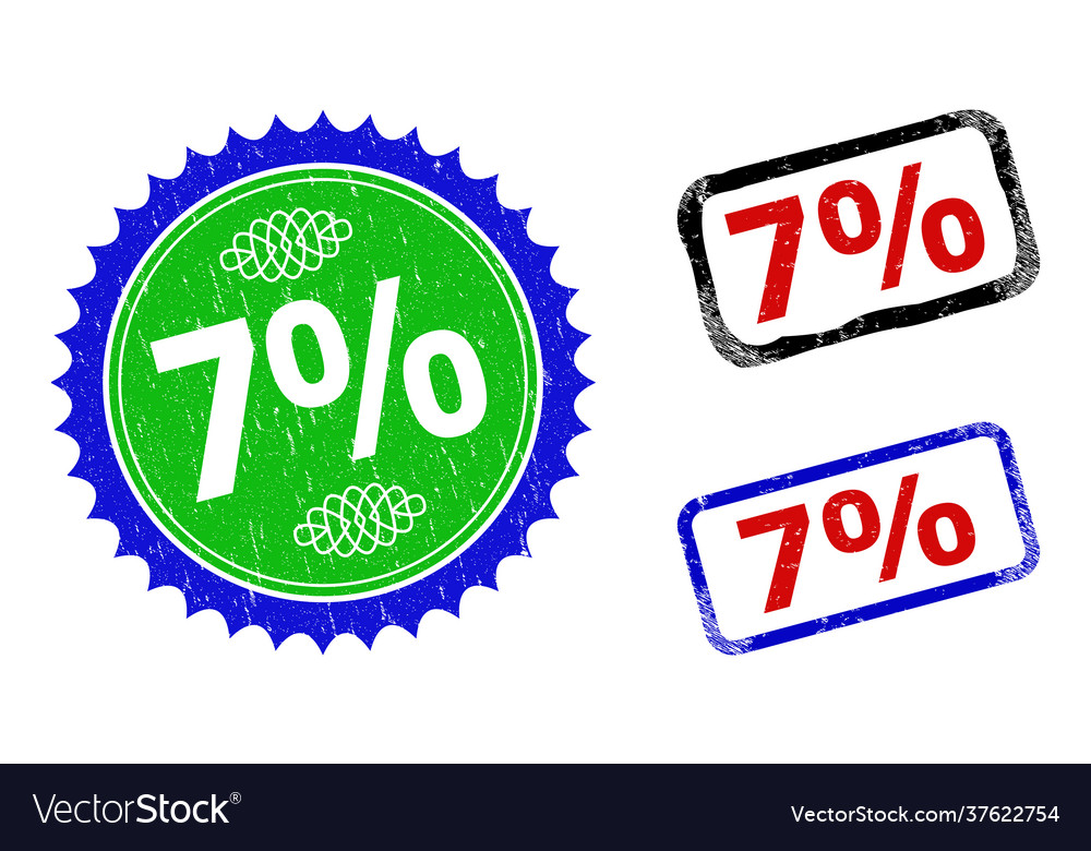 7 percents rosette and rectangle bicolor stamp Vector Image