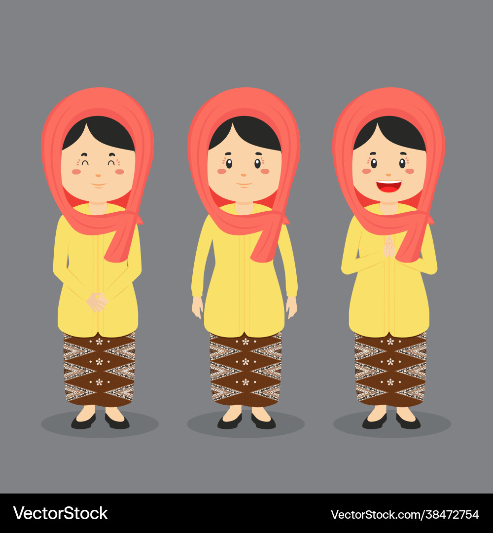 Jakarta indonesian character with various Vector Image