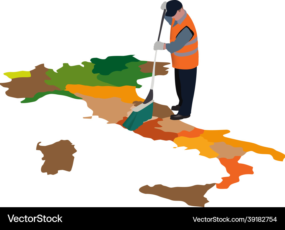 Person in ecological operator uniform with broom Vector Image