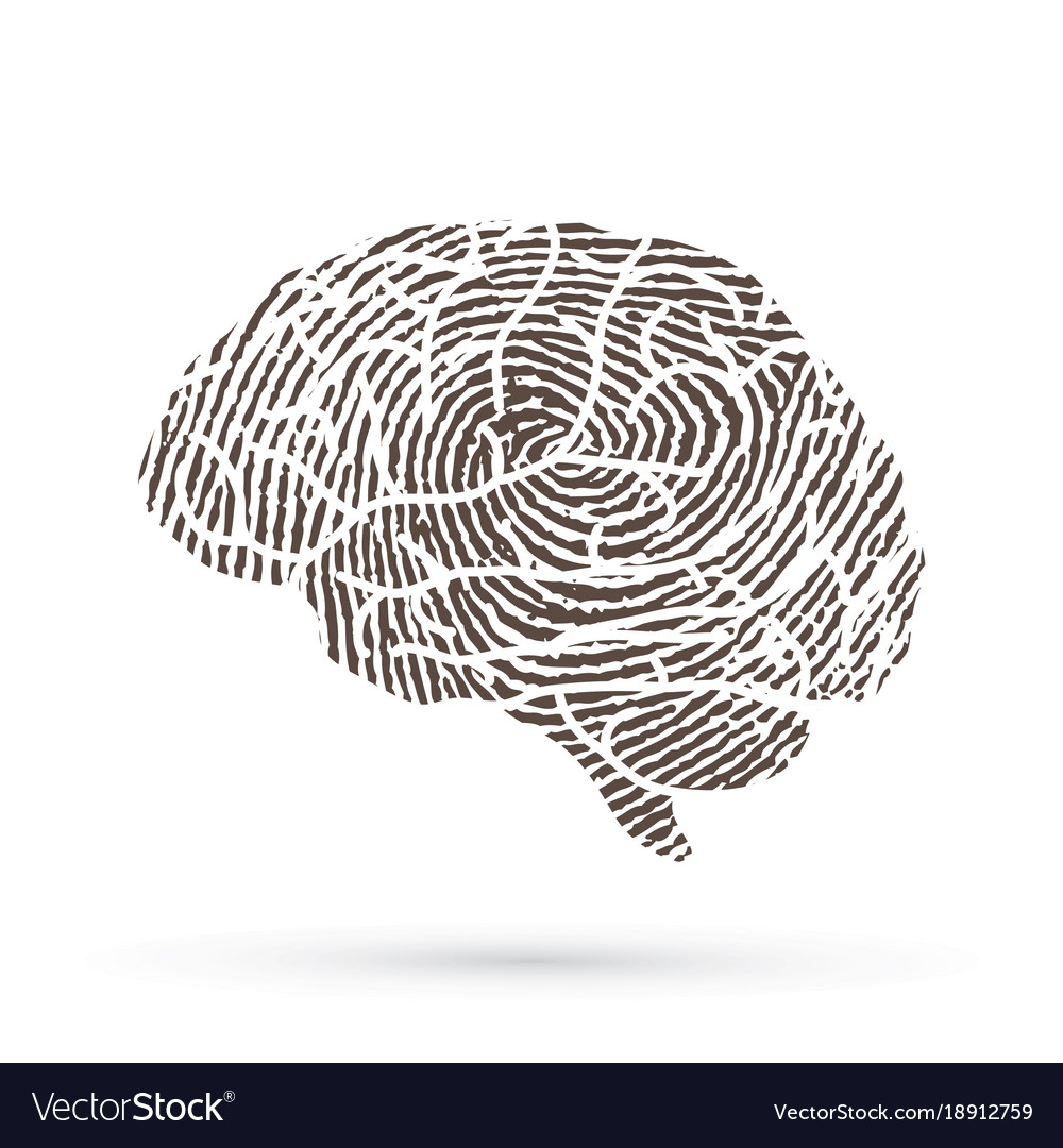 Brain side view designed using line fingerprint Vector Image
