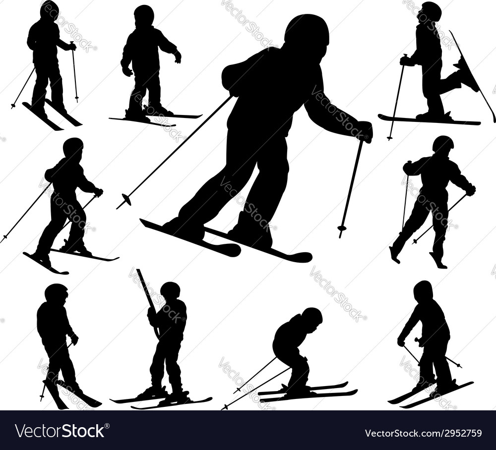 Children skiing Royalty Free Vector Image - VectorStock
