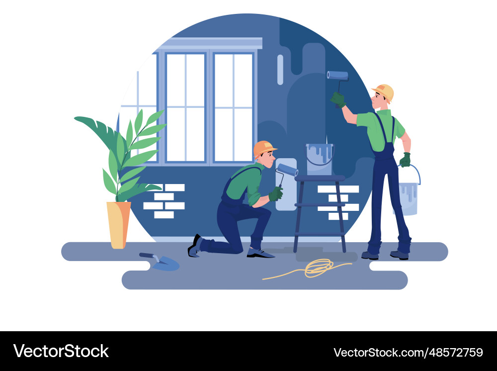 Construction worker painting wall Royalty Free Vector Image