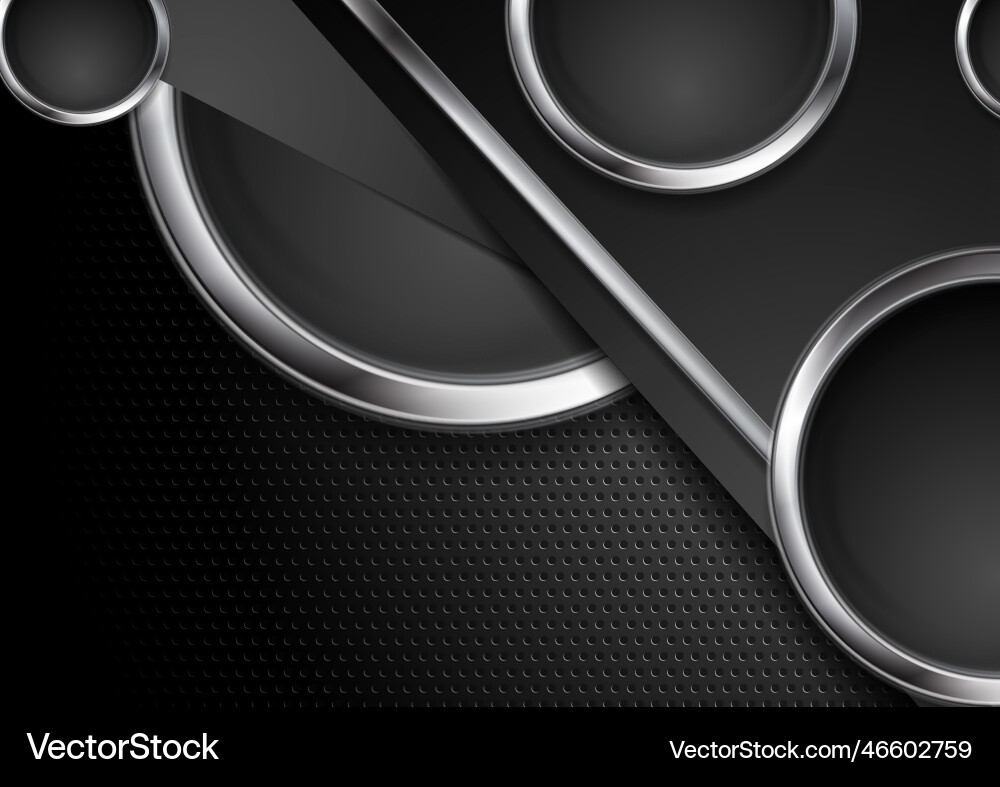 Silver metal stripes and circles on dark Vector Image