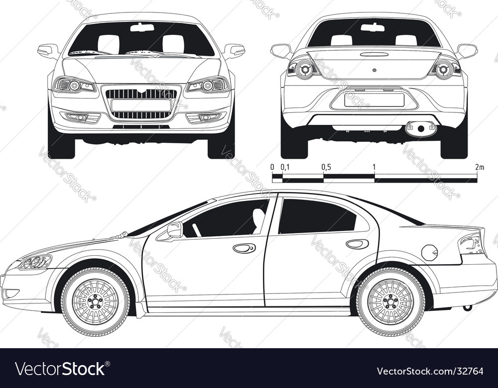 Car technical draft Royalty Free Vector Image - VectorStock