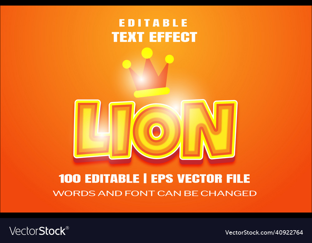 Lion text effect Royalty Free Vector Image - VectorStock